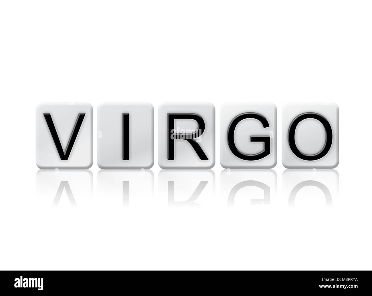 The word Virgo concept and theme written in white tiles and isolated on ...