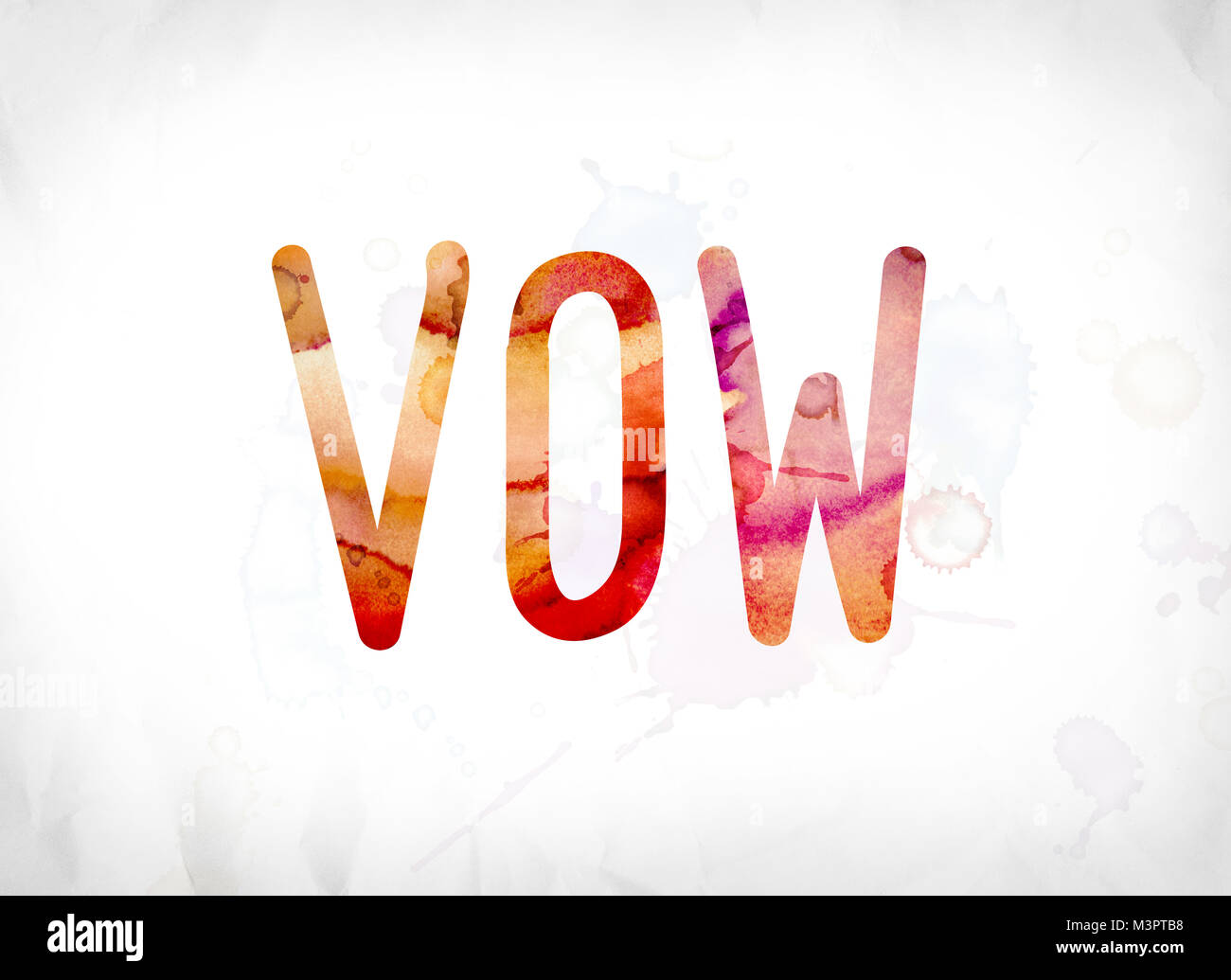The word Vow concept and theme painted in colorful watercolors on a ...