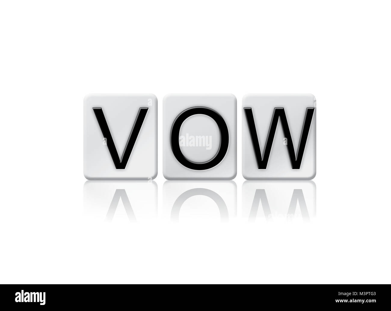 The word Vow concept and theme written in white tiles and isolated on a ...