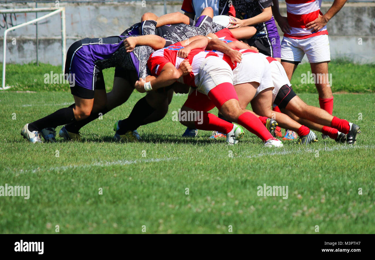 Rugby players in scrum hi-res stock photography and images - Alamy