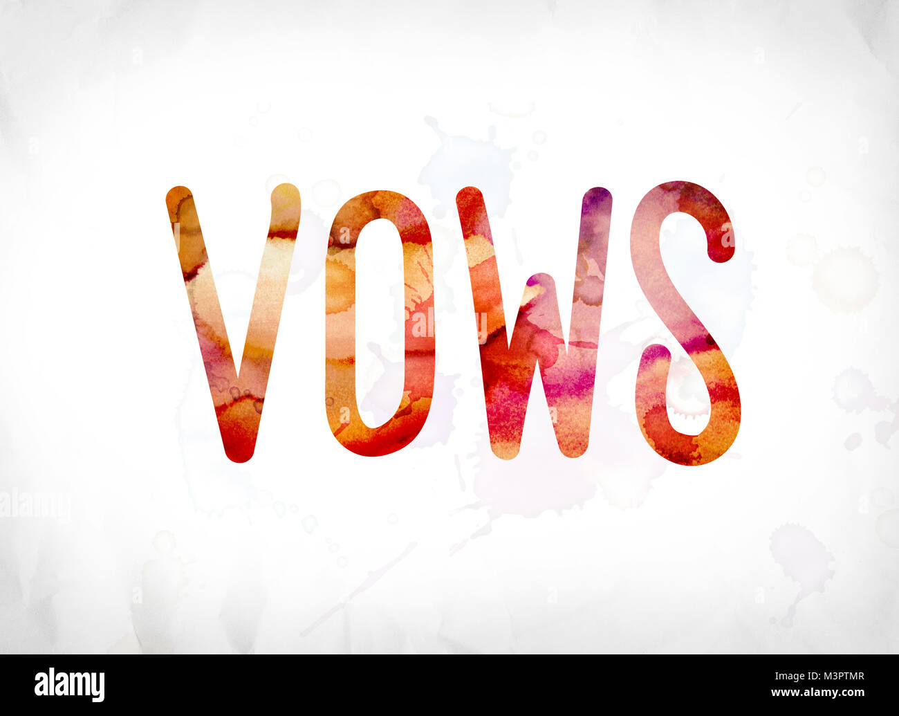 The word Vows concept and theme painted in colorful watercolors on a ...
