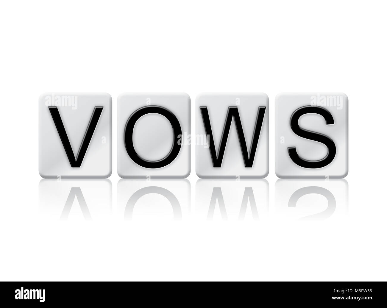 The word Vows concept and theme written in white tiles and isolated on ...