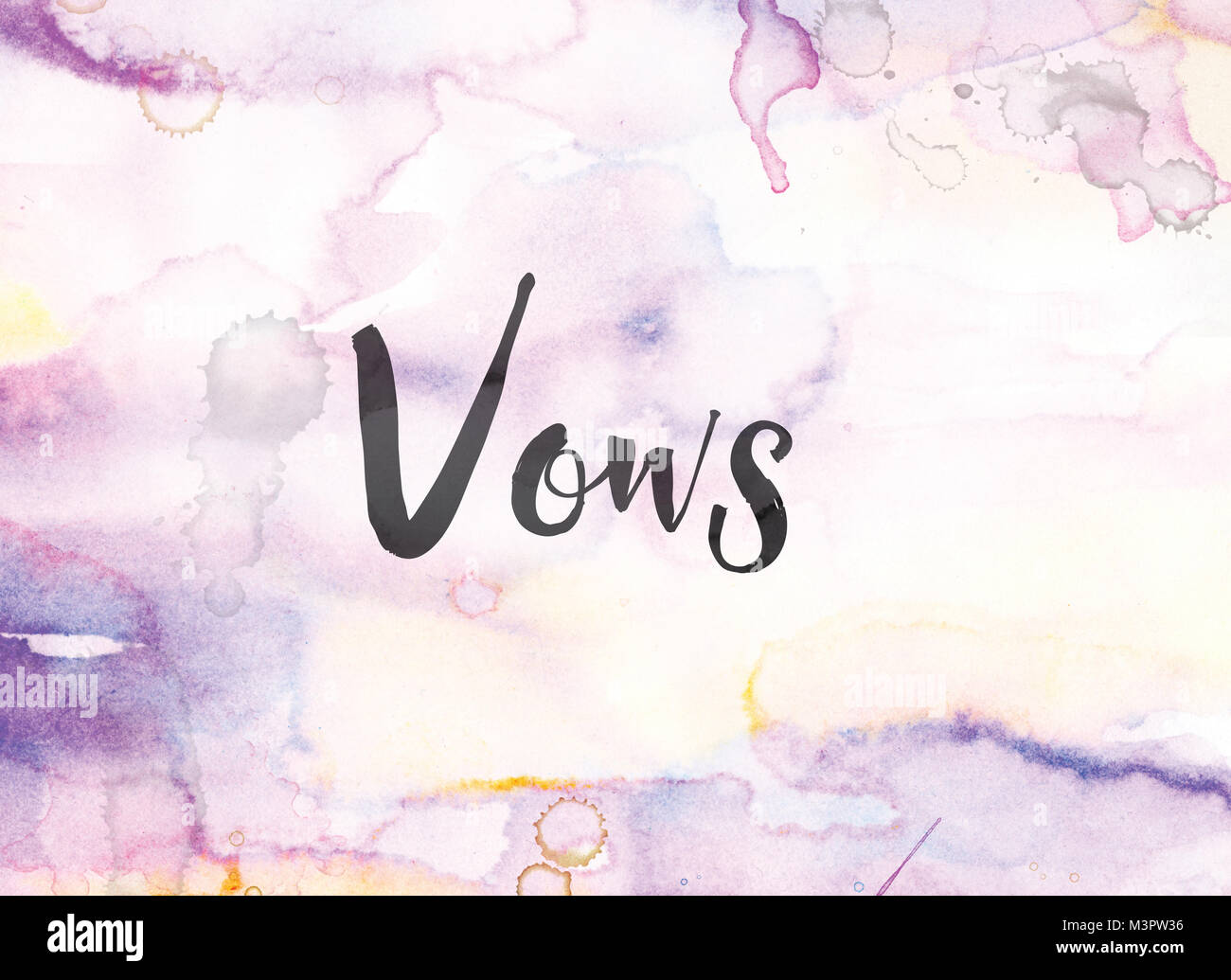 The word Vows concept and theme written in black ink on a colorful ...