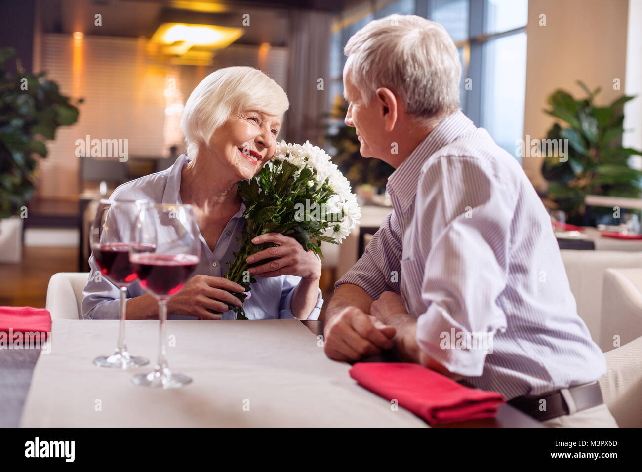 Merry mature couple demonstrating love Stock Photo - Alamy