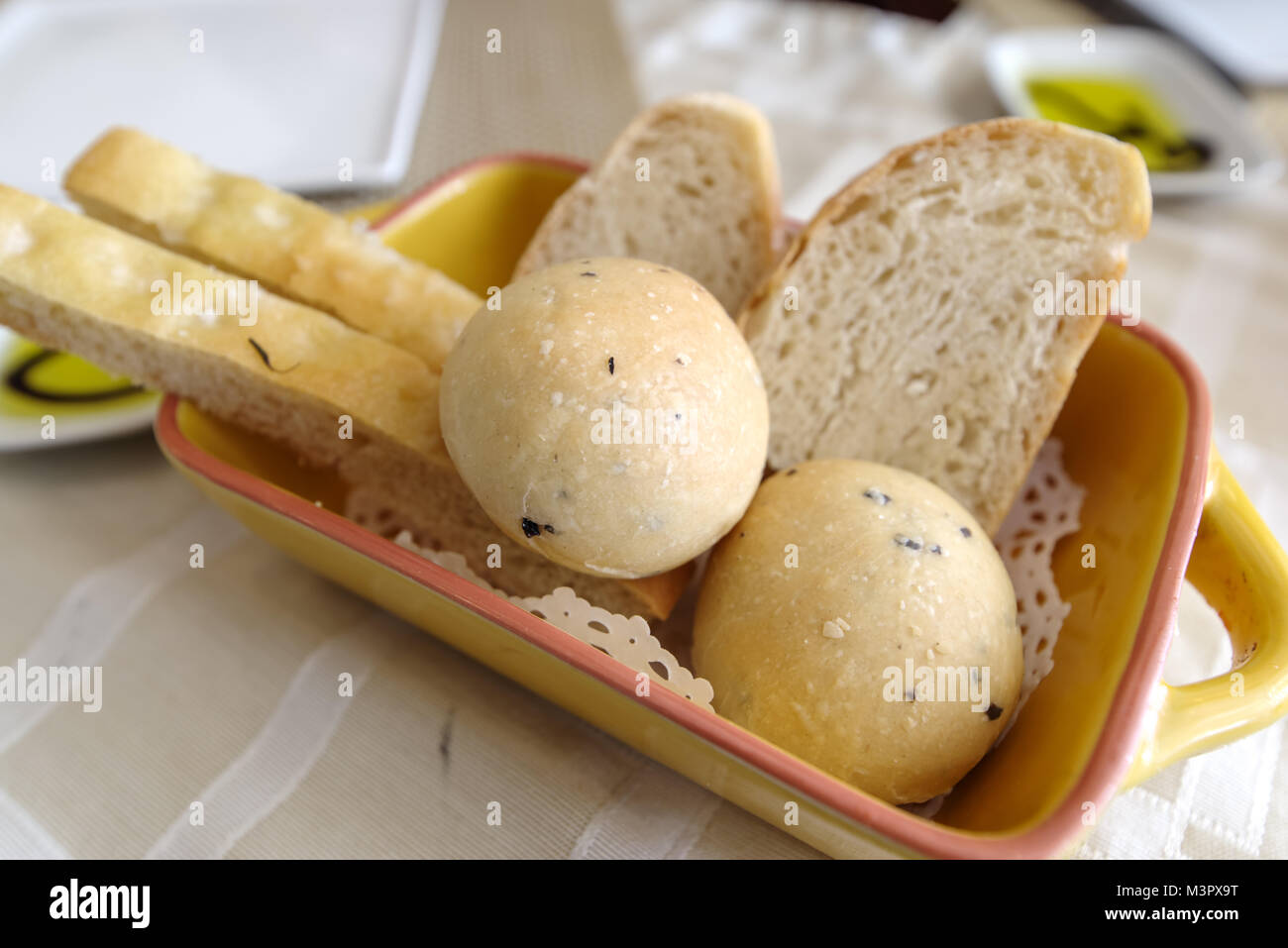 Italian bread on the table, Manila Stock Photo - Alamy