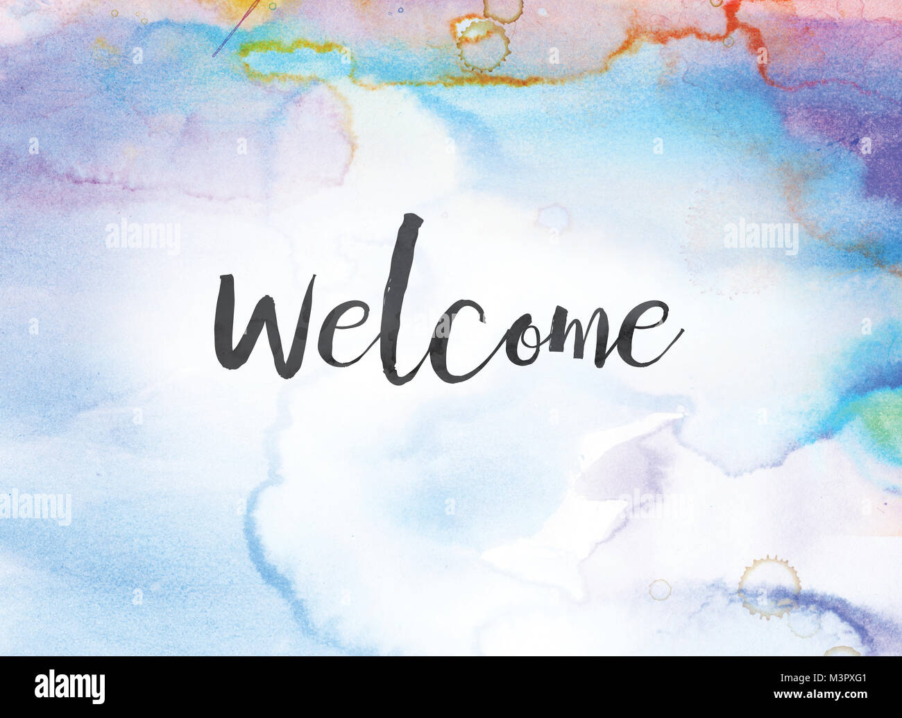 The word Welcome concept and theme written in black ink on a colorful ...