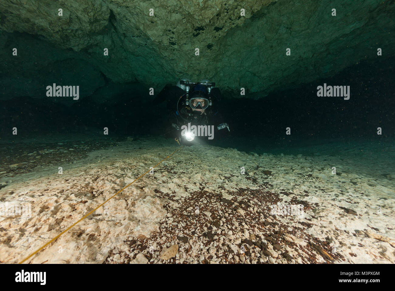 divers underwater caves diving Florida Jackson Blue cave USA Stock ...