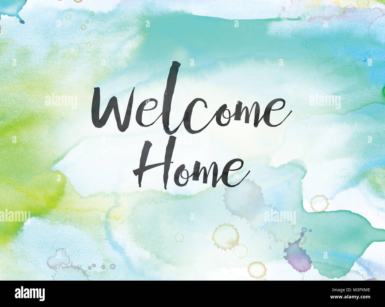 The words Welcome Home concept and theme written in black ink on a ...