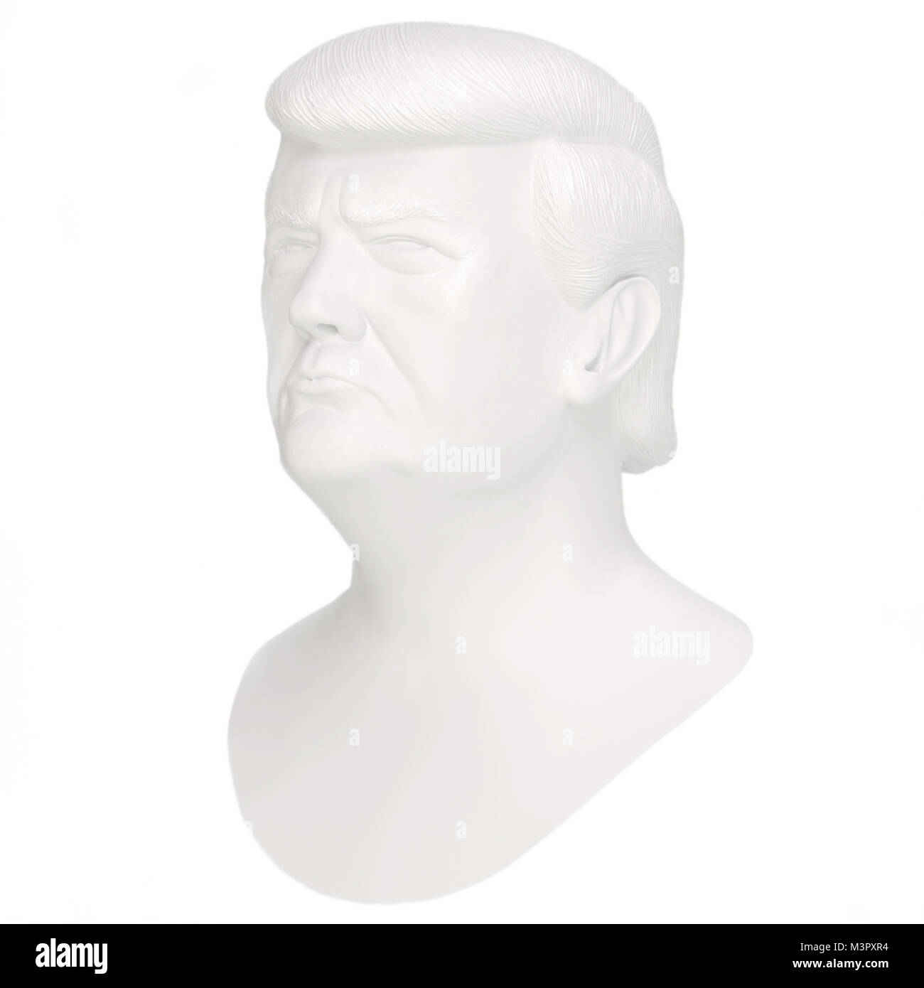 3D Render Sculpture head of the US President Donald Trump on white ...