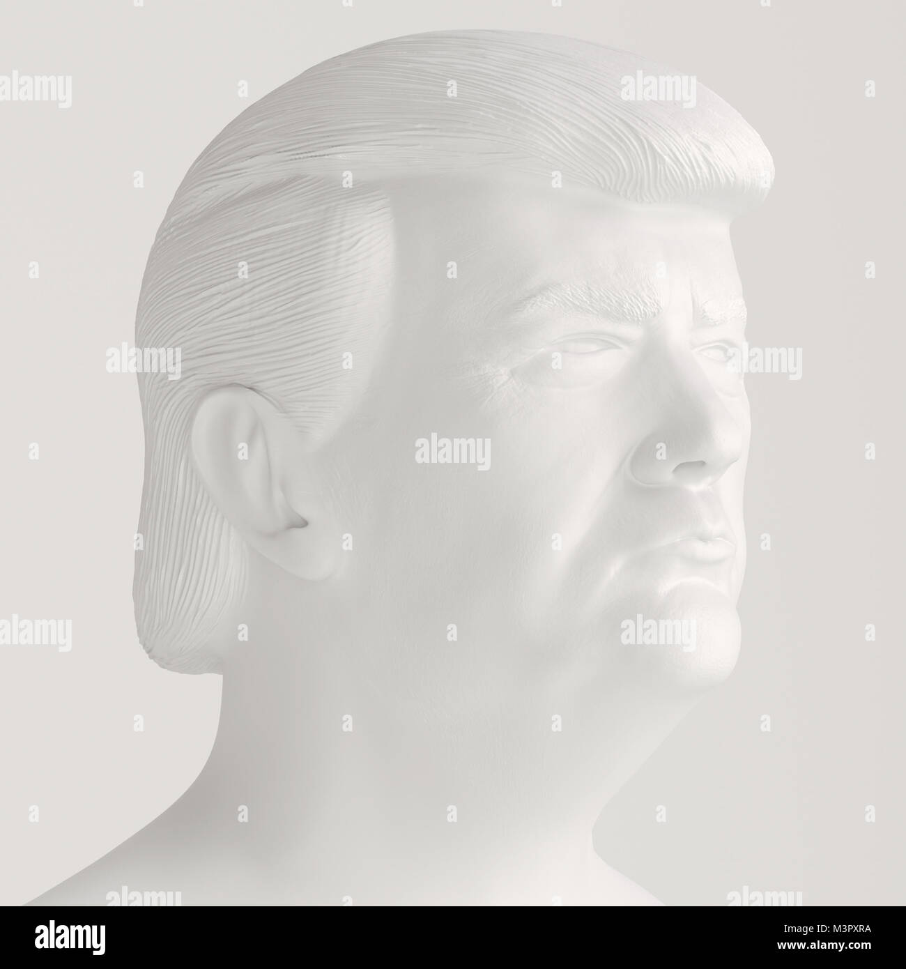3D Render Sculpture head of the US President Donald Trump on white ...