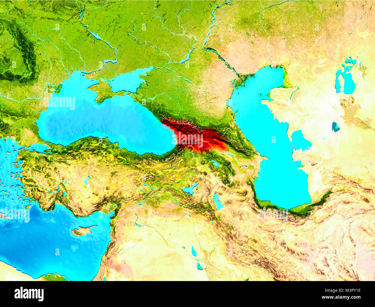 Highlighted satellite image of georgia hi-res stock photography and ...