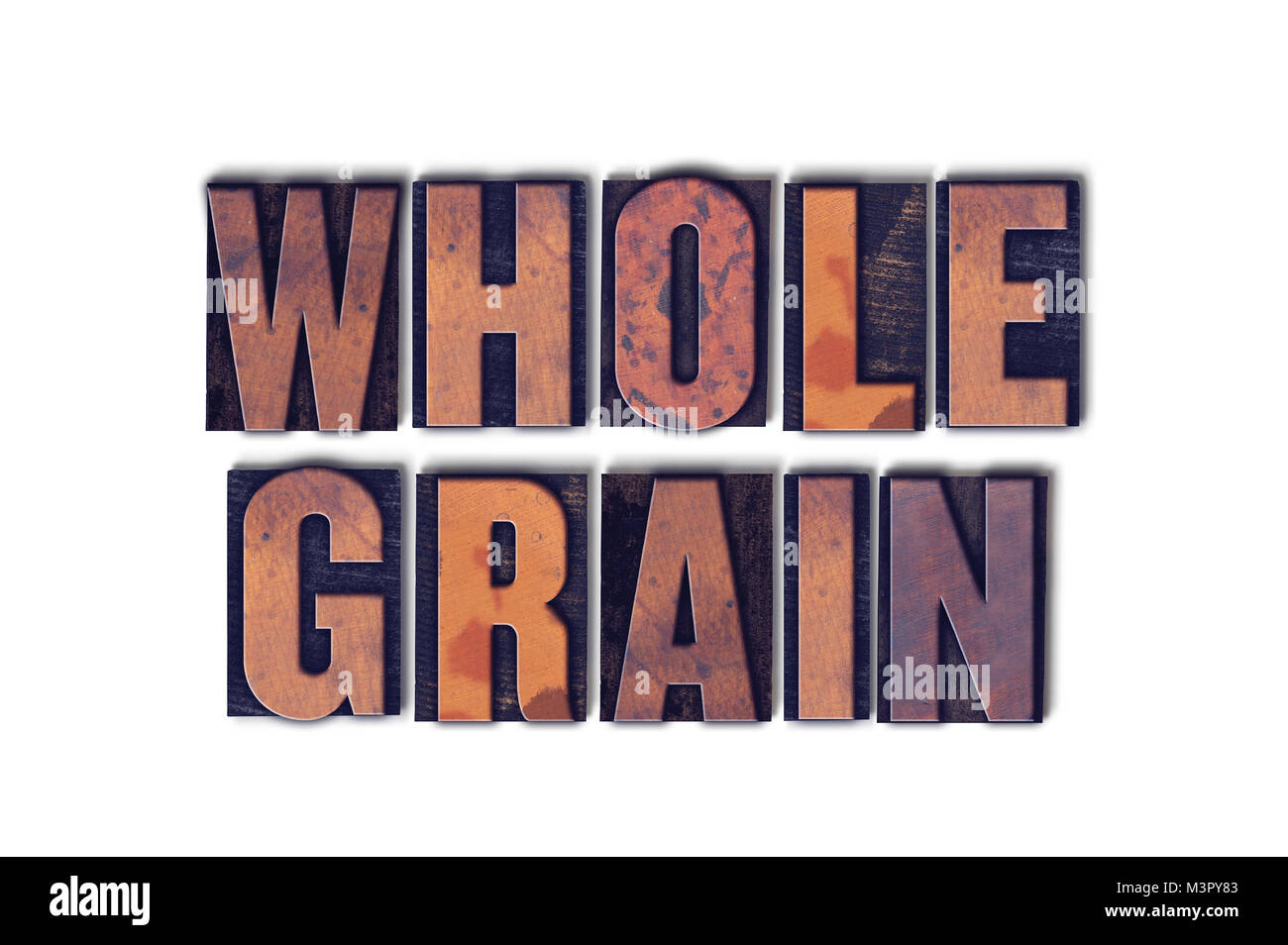 The words Whole Grain concept and theme written in vintage wooden ...