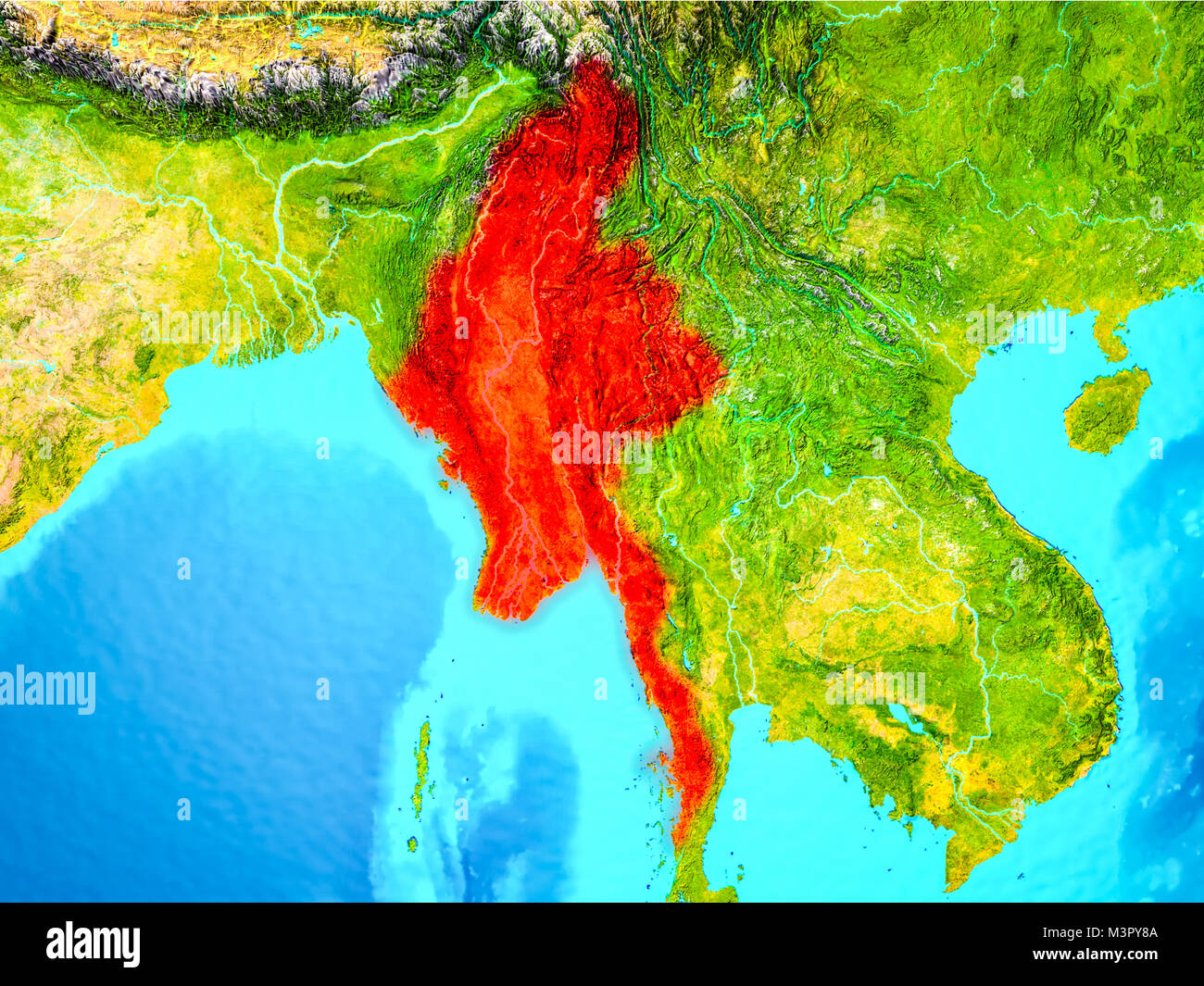Myanmar satellite image hi-res stock photography and images - Alamy