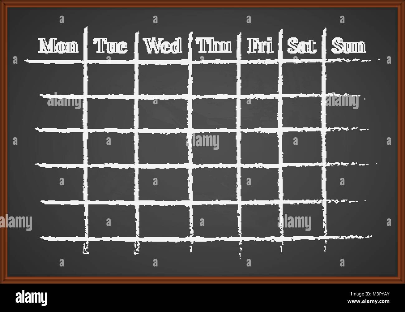 Monthly schedule drawn with chalk on a blackboard Stock Vector Image ...