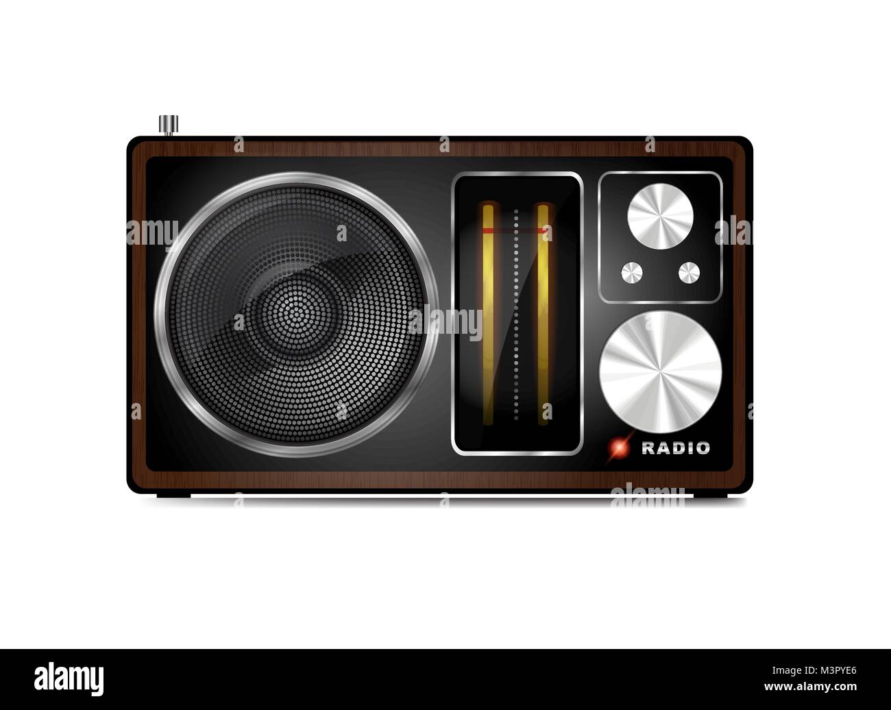 Realistic vector illustration of vintage retro radio on a white ...