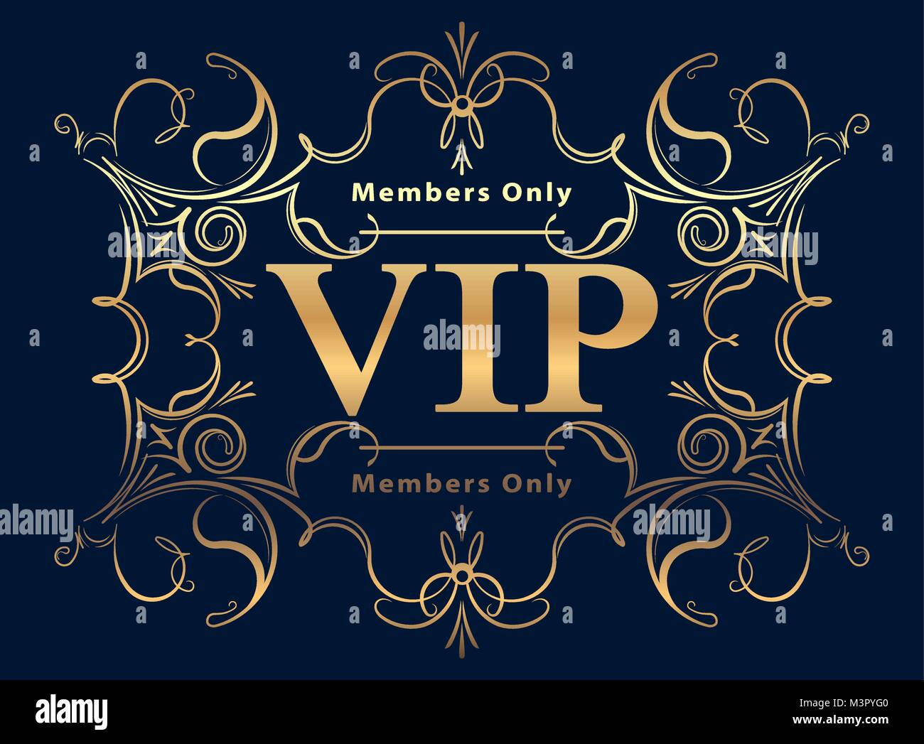 Gold rich decorated VIP design on a dark blue background Stock Vector ...