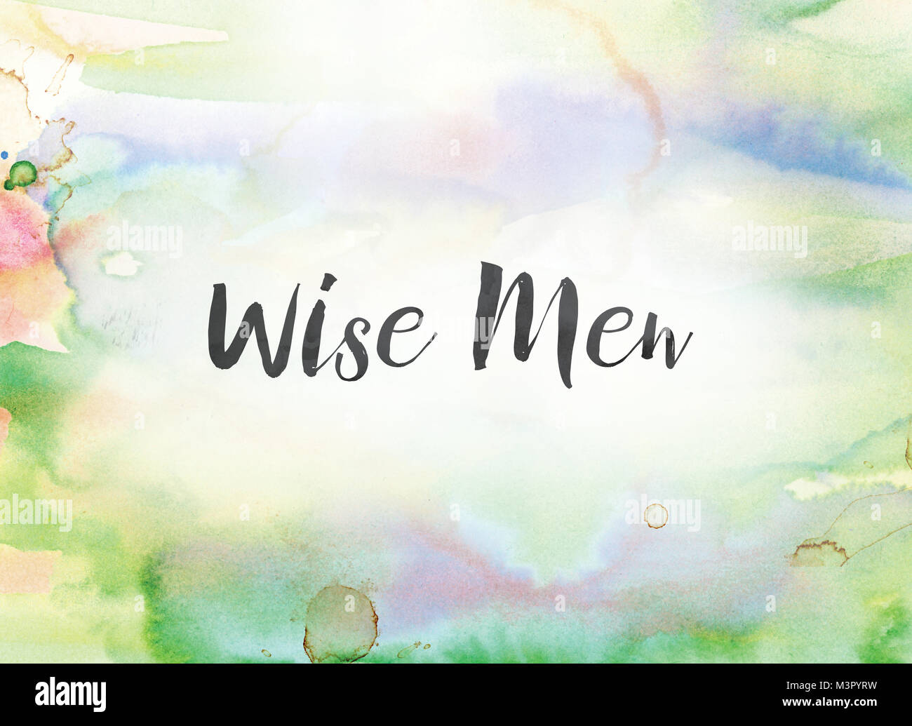 The words Wise Men concept and theme written in black ink on a colorful ...