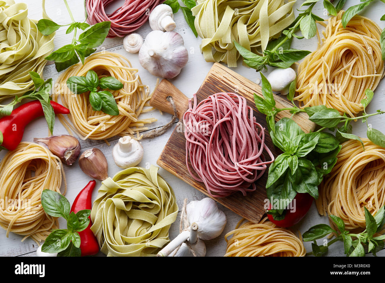 Raw homemade italian pasta cooking process Stock Photo - Alamy