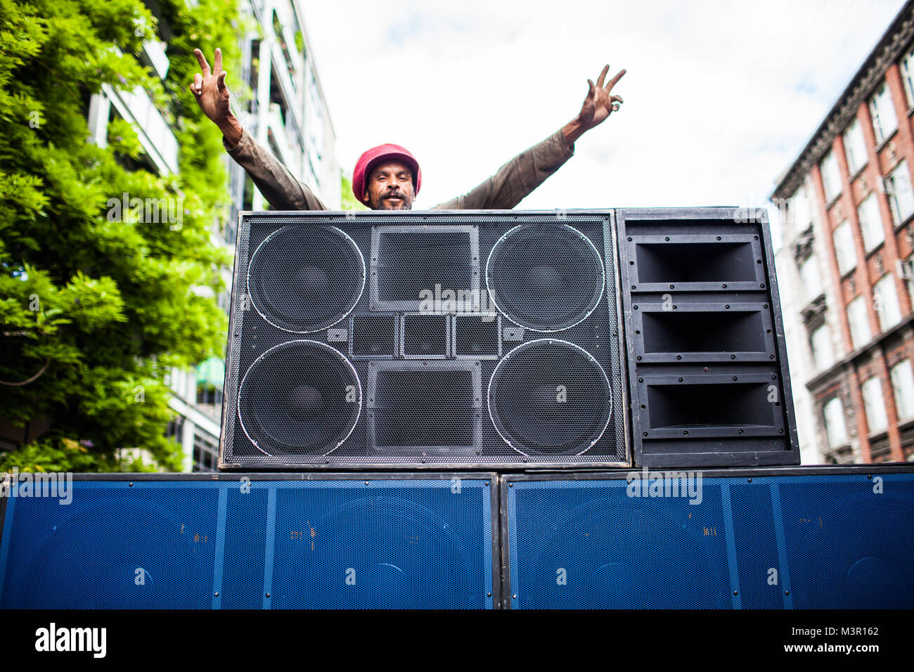 A large stack of speakers is part of the infamous sound system Jah ...