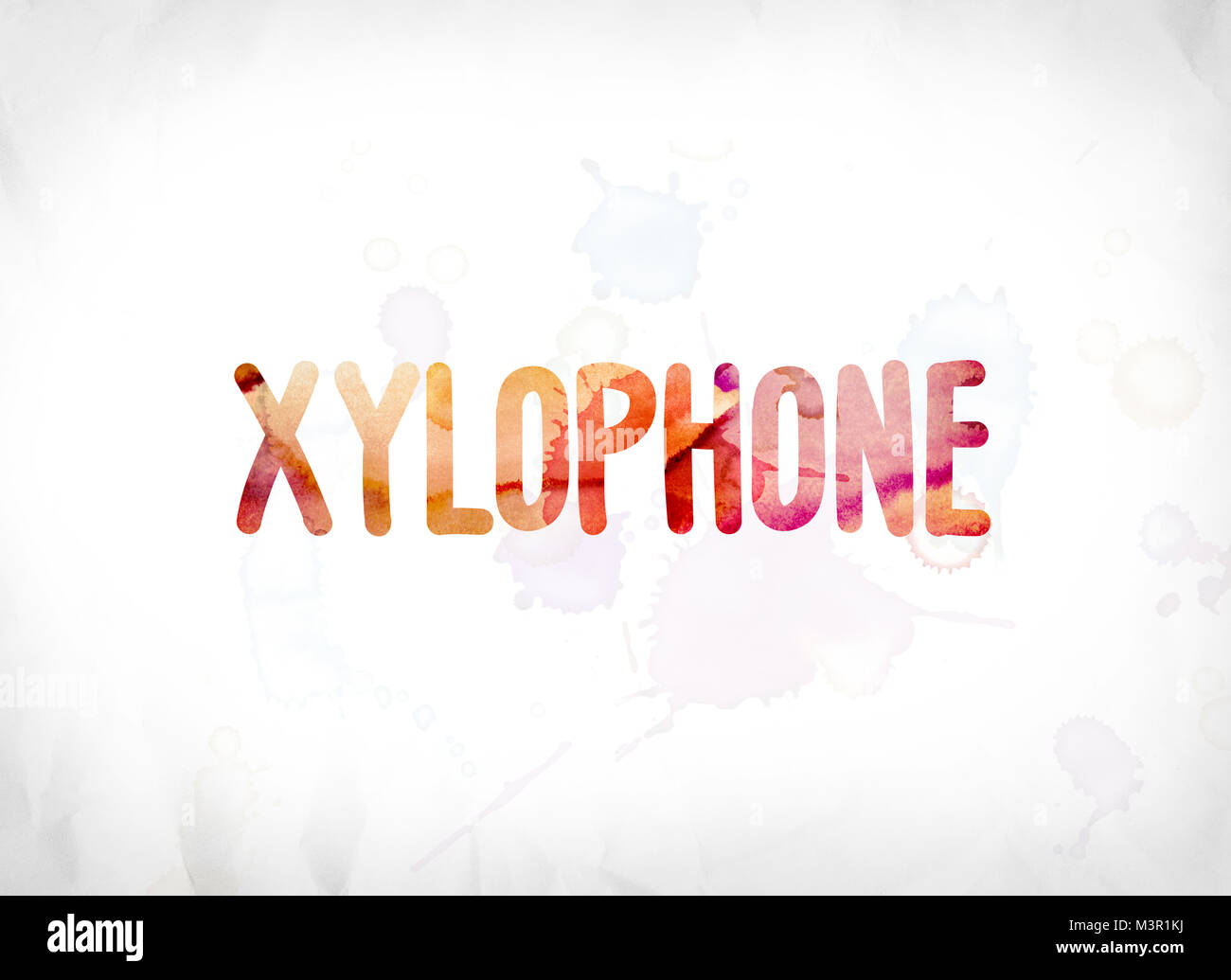 The word Xylophone concept and theme painted in colorful watercolors on ...