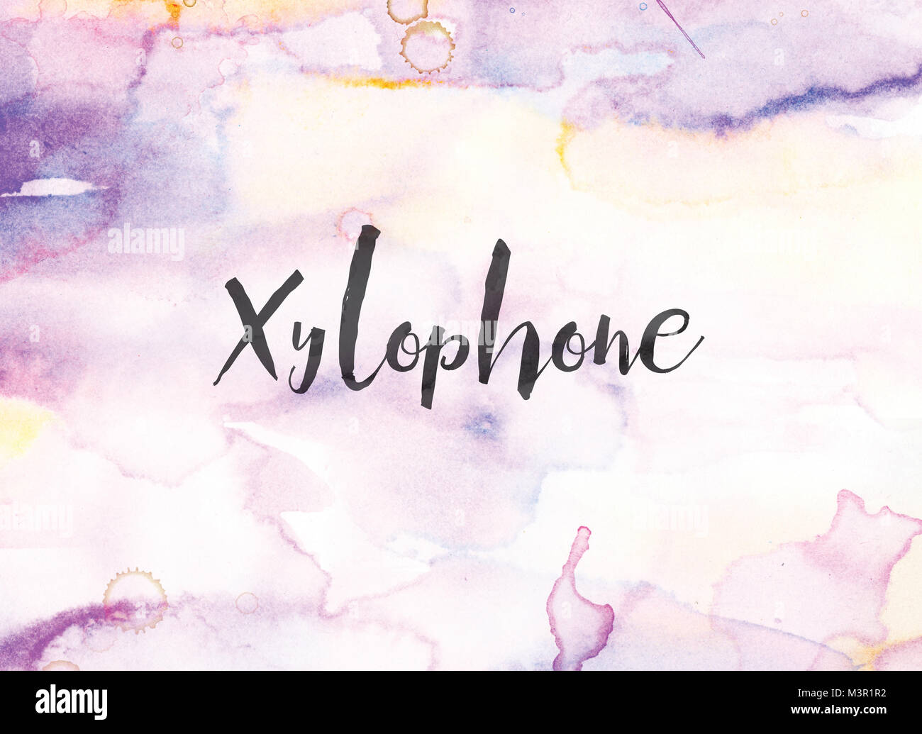The word Xylophone concept and theme written in black ink on a colorful ...
