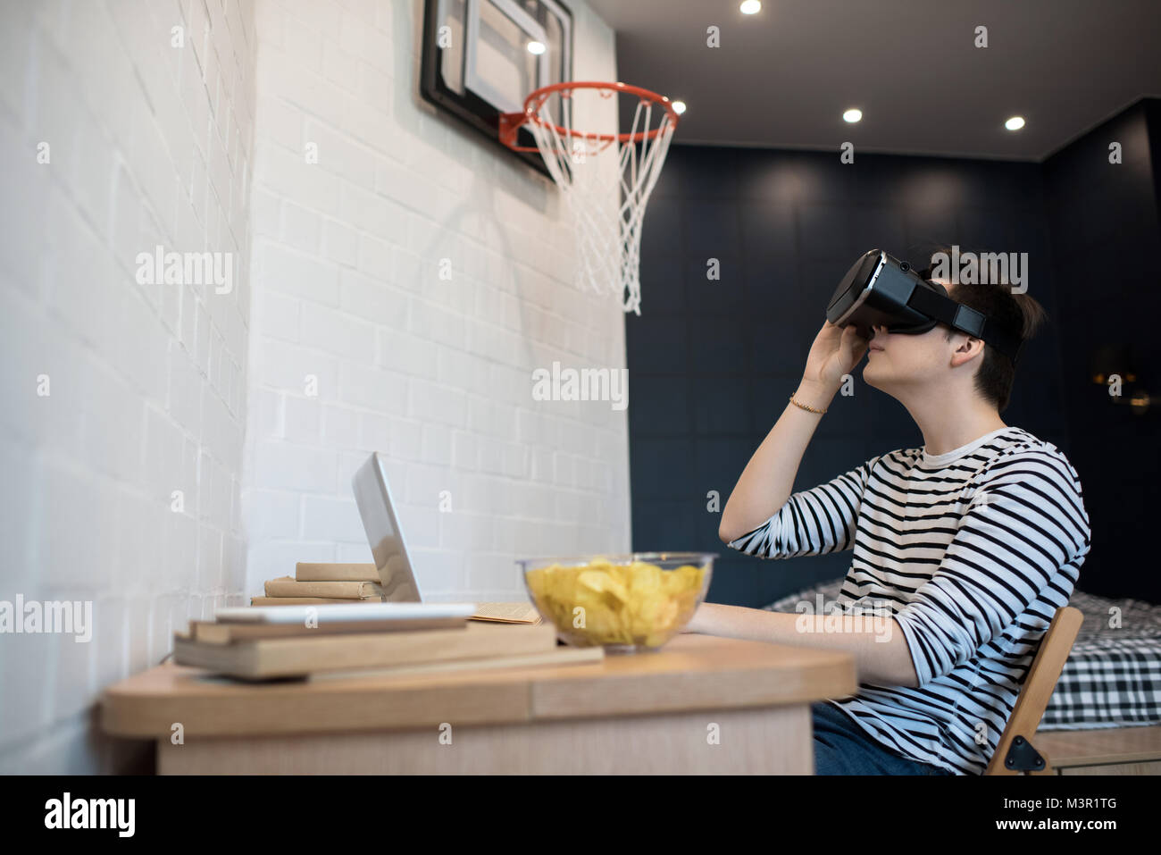 Young Man Playing VR Game Stock Photo - Alamy