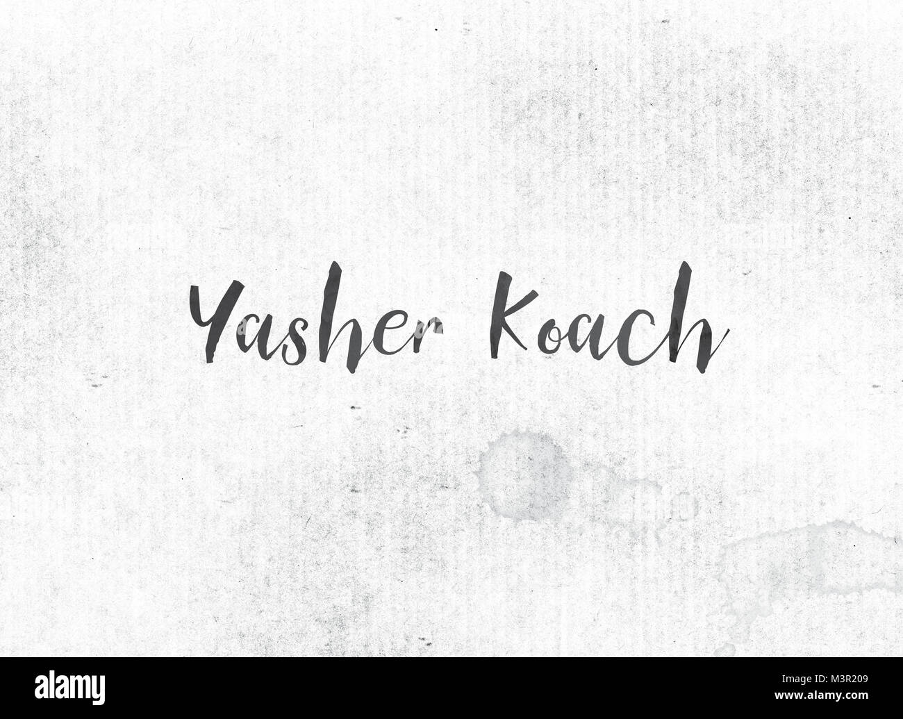 The words Yasher Koach concept and theme painted in black ink on a ...