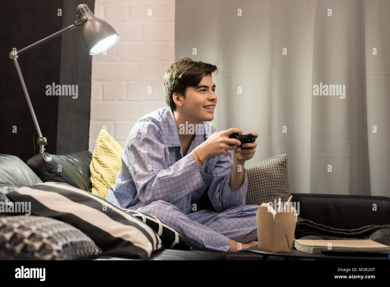 Young Man Playing Video Games Stock Photo - Alamy