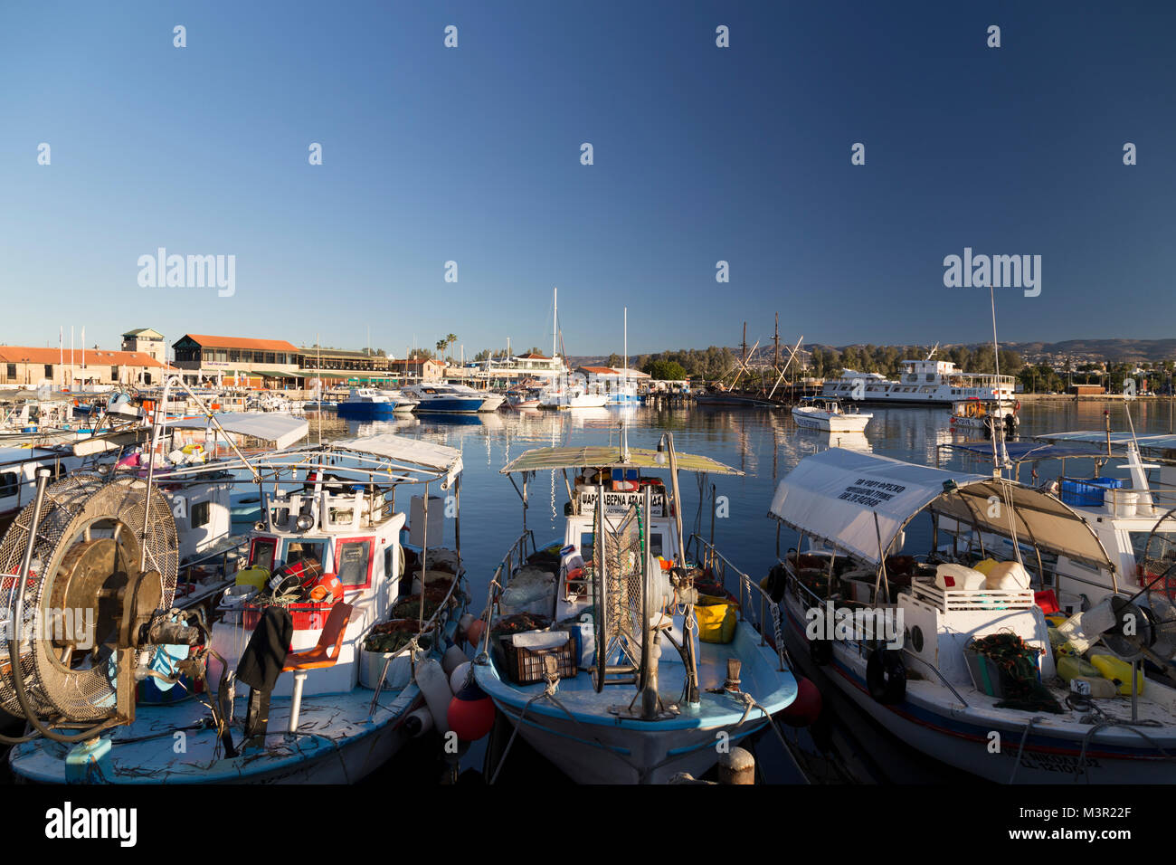 Cyprus, Pathos, traditional fishing boats in Pathos harbour Stock Photo ...