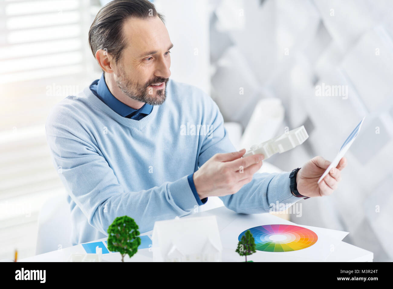 Inspired architect making plan of a future house Stock Photo - Alamy