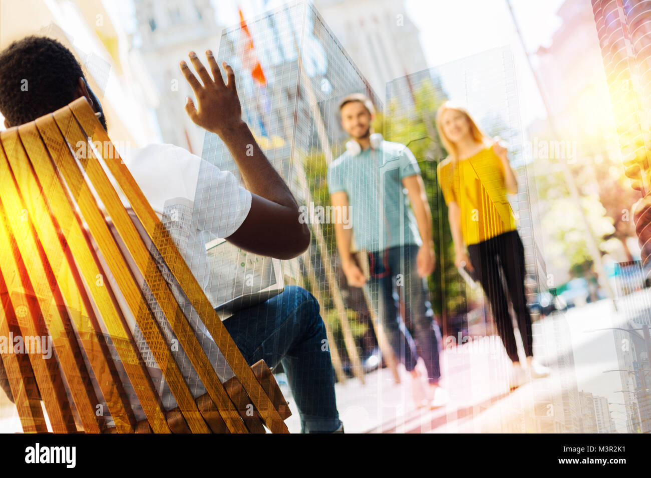 Collage young people waving hi-res stock photography and images - Alamy