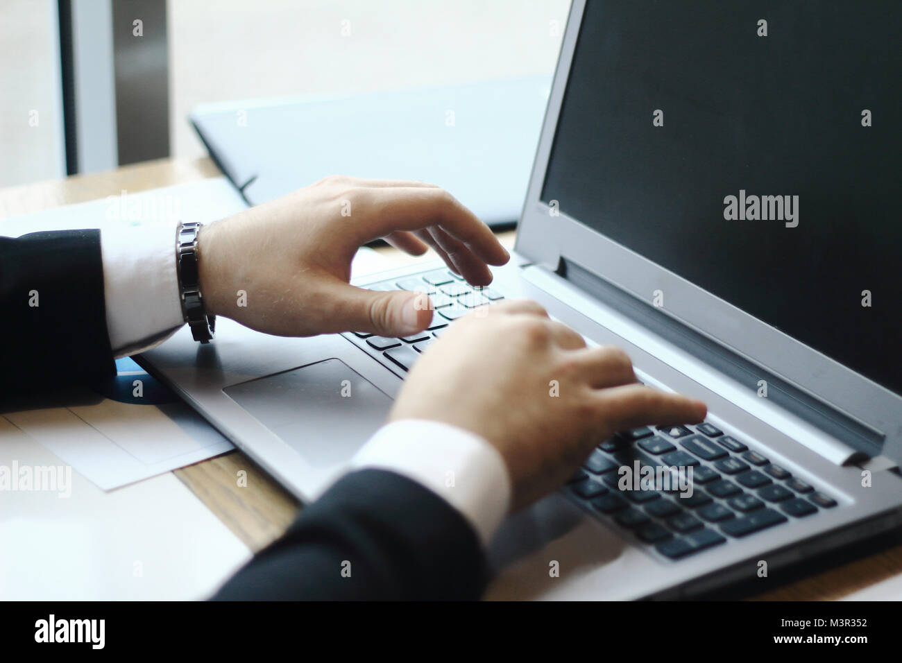 businessman typing on laptop.people and technology Stock Photo - Alamy