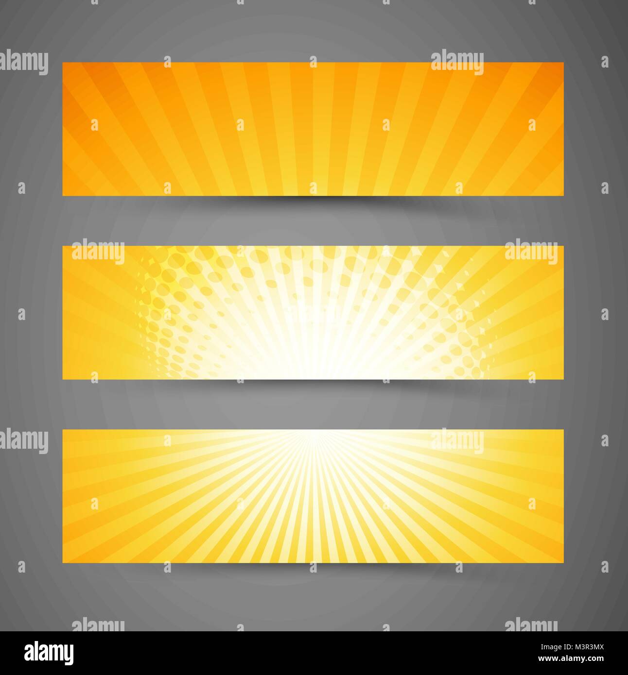 abstract banners with sun-rays and halftone effect Stock Vector Image ...