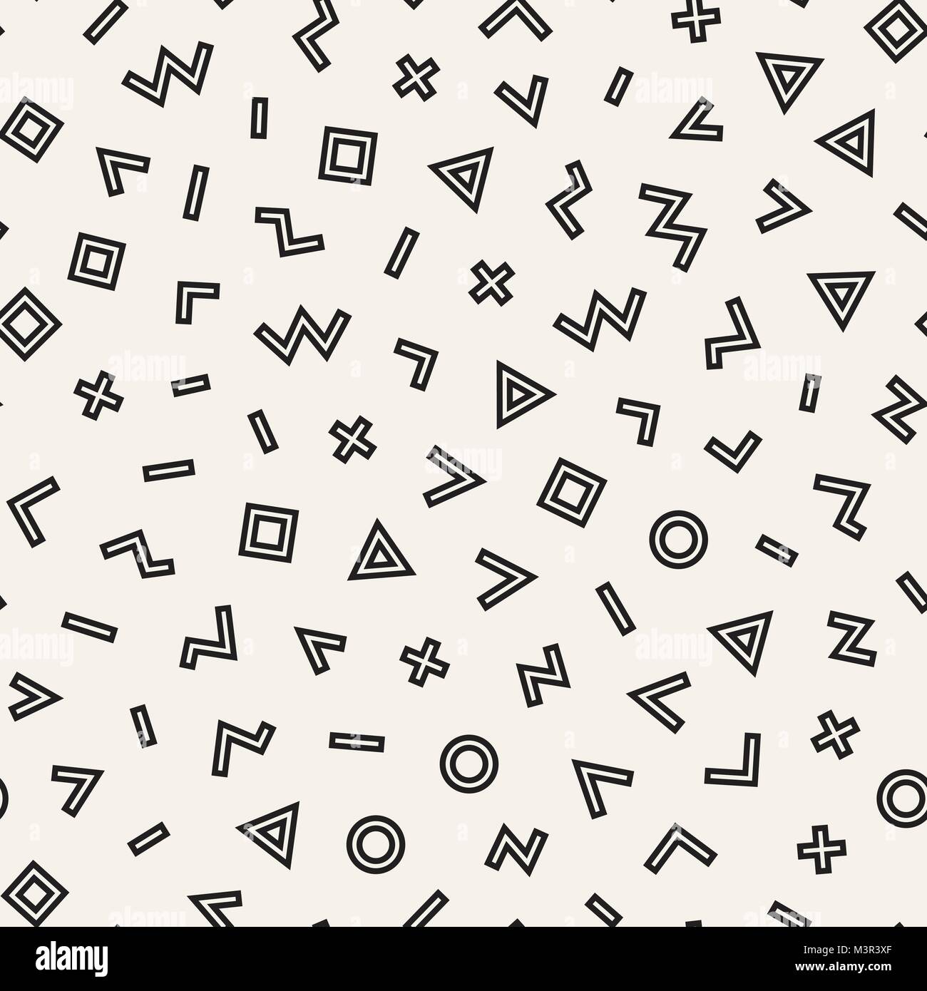 Seamless vector chaotic pattern. Randomly scattered geometric shapes ...