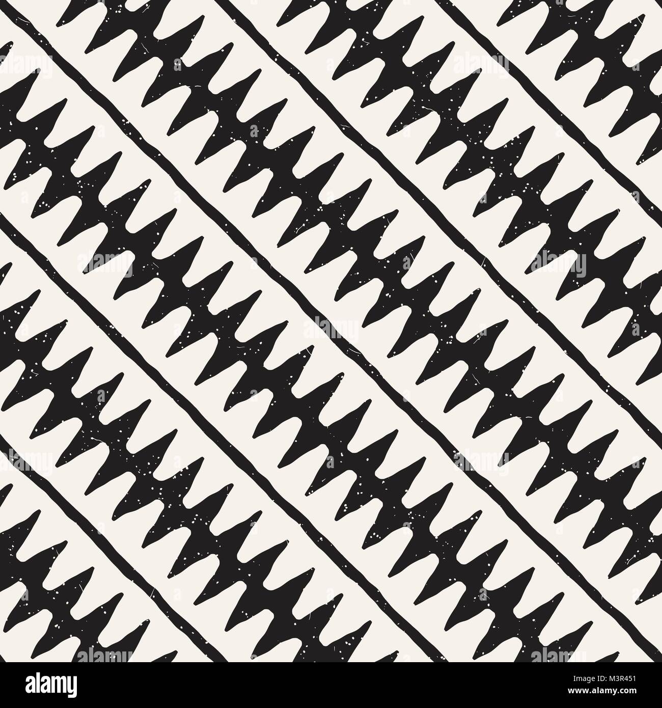 Hand drawn style abstract seamless pattern in black and white. Retro ...