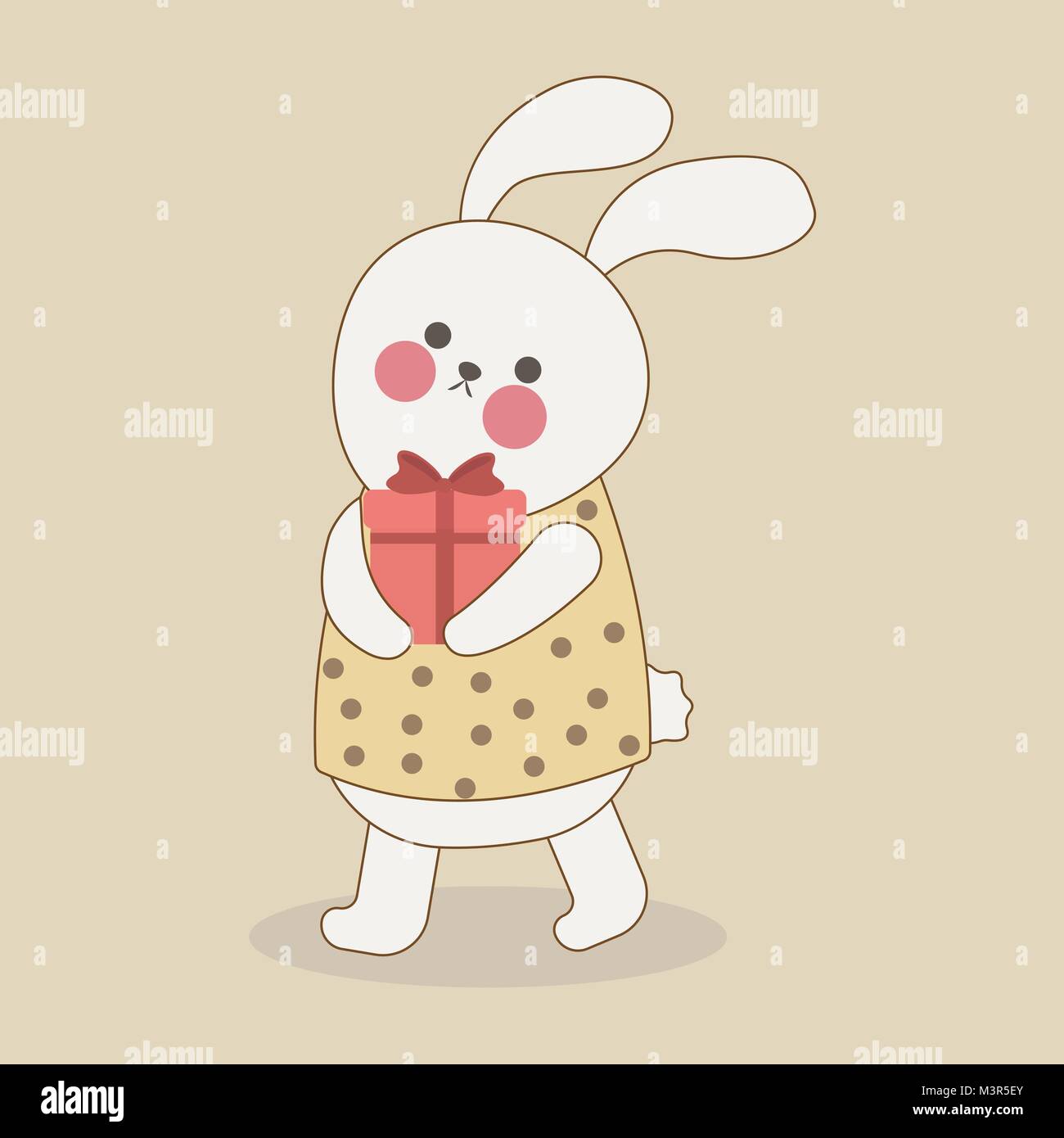 Cute Bunny with gift box. Vector cartoon hare Stock Vector Image & Art ...