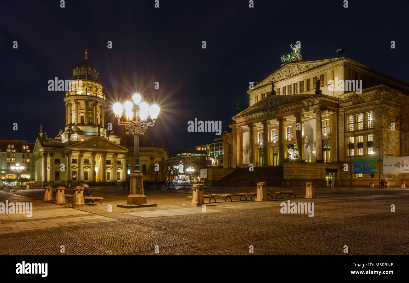 The Berlin Gendarmenmarkt with Konzerthaus and the church Deutscher Dom ...