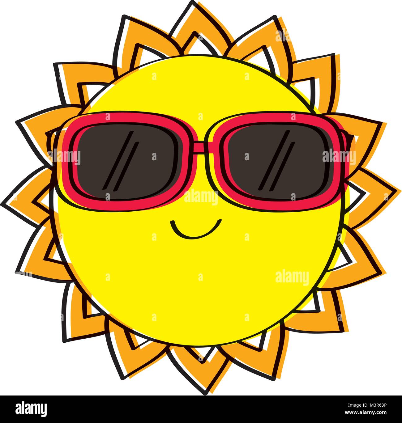 Cartoon Sun Wearing Sunglasses Summer Character Stock Vector Image And Art Alamy