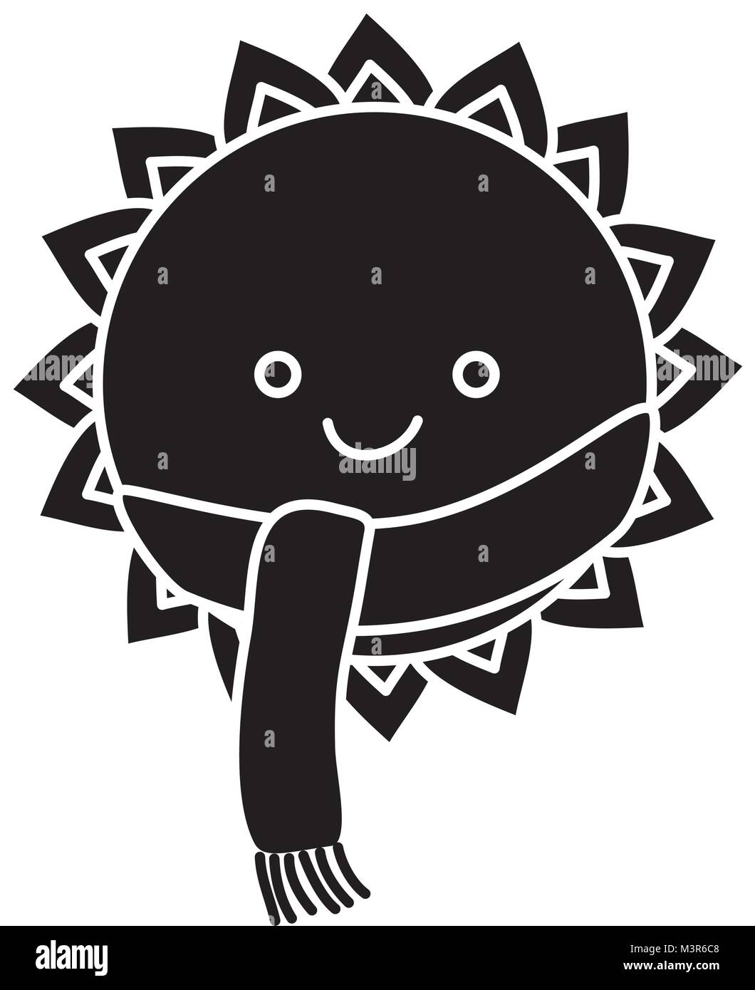 cute smiling sun cartoon character with scarf Stock Vector Image & Art ...