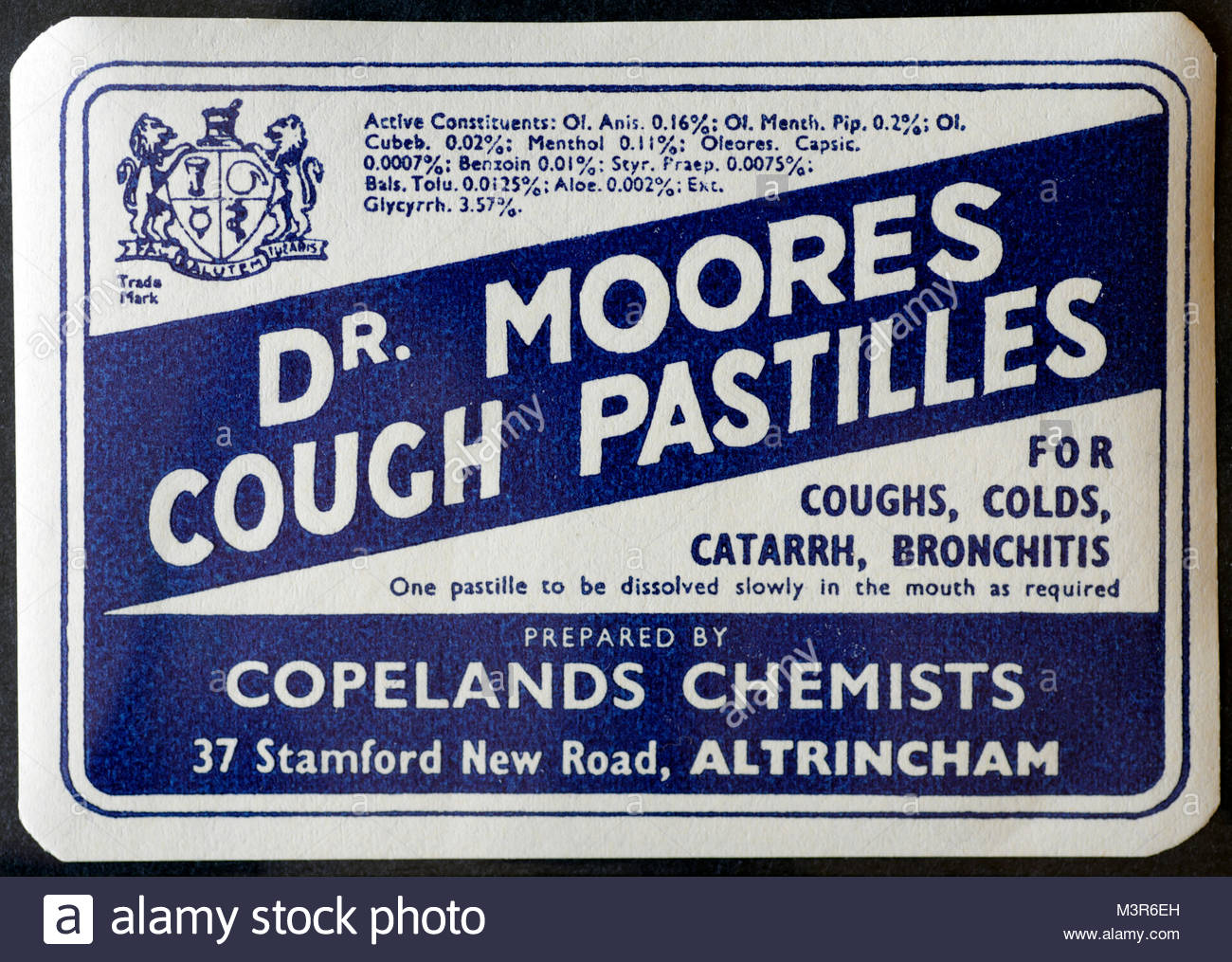 Vintage Chemist labels for Medicine bottles 1950s - Dr. Moores Cough ...