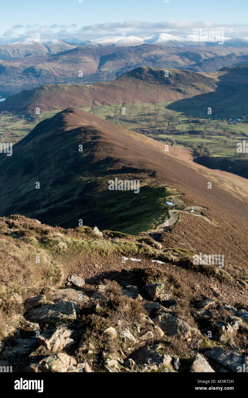 The Lake District National Park UK. Descent from Causey Pike with ...