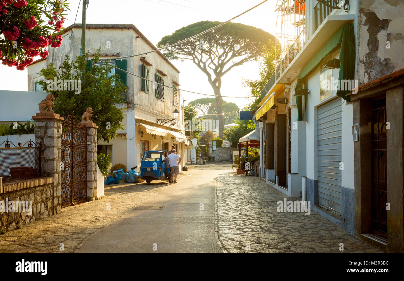 Panorama of street on Capri island, Italy Stock Photo - Alamy