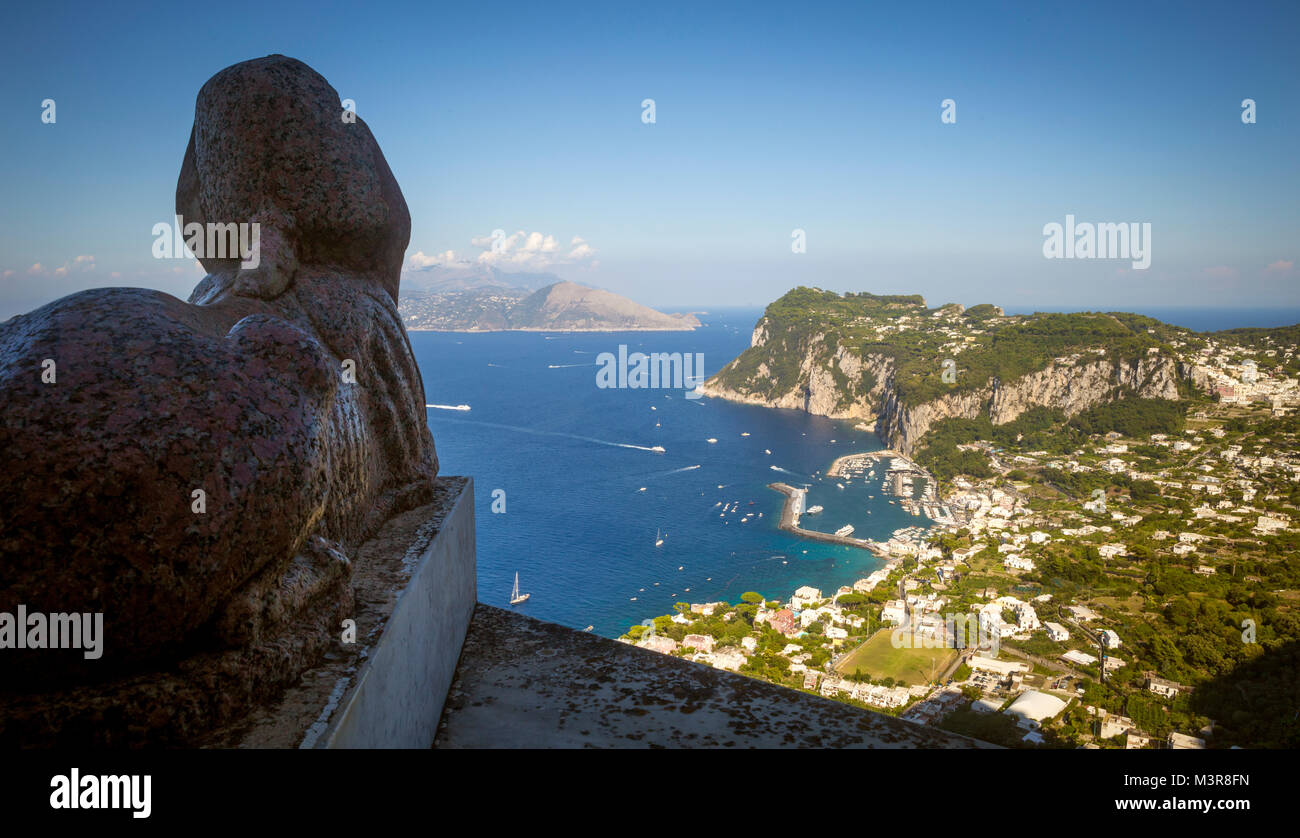 Panoramic view of Capri island from Villa San Michele in Anacapri ...