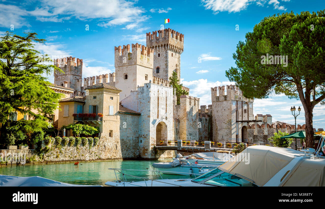 Rocca Scaligera castle in Sirmione town near Garda Lake in Italy Stock ...