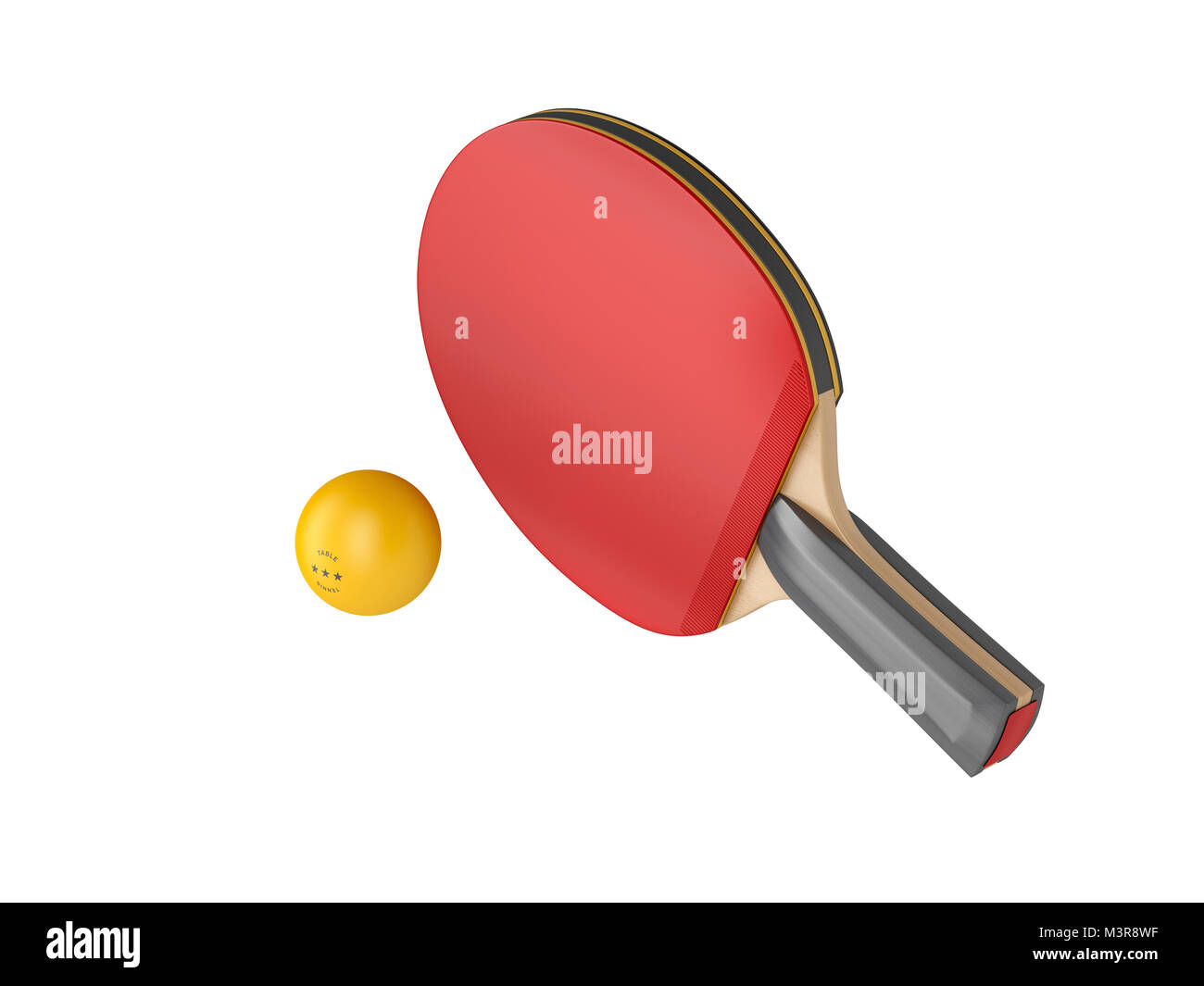 Ping pong racket and ball, isolated on white background Stock Photo - Alamy