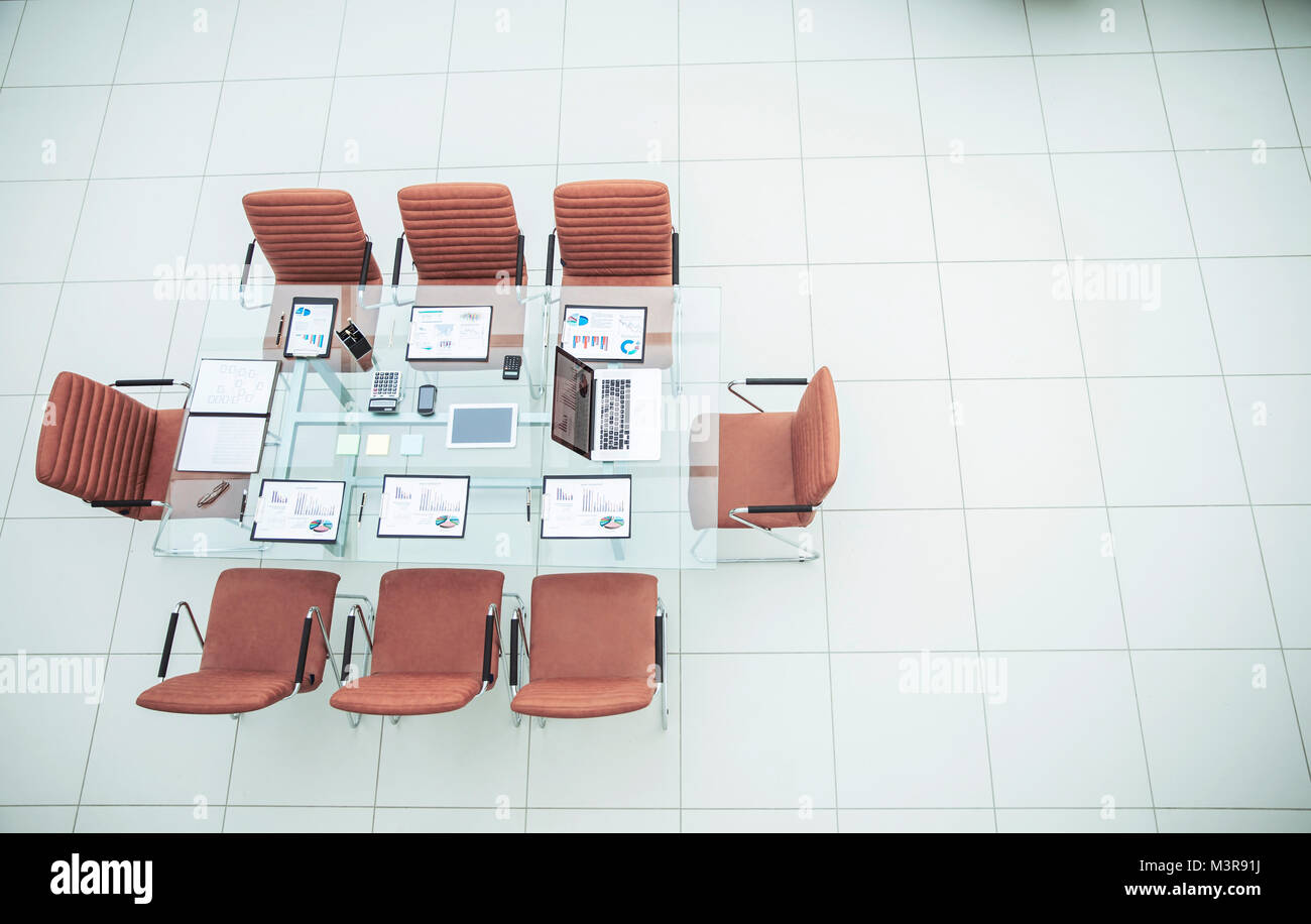equipped Desk for the business meeting business partner in modern ...