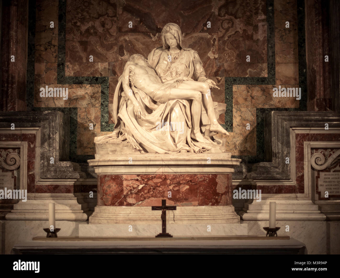 Pieta marble sculpture in St. Peter's Basilica in Vatican Stock Photo ...