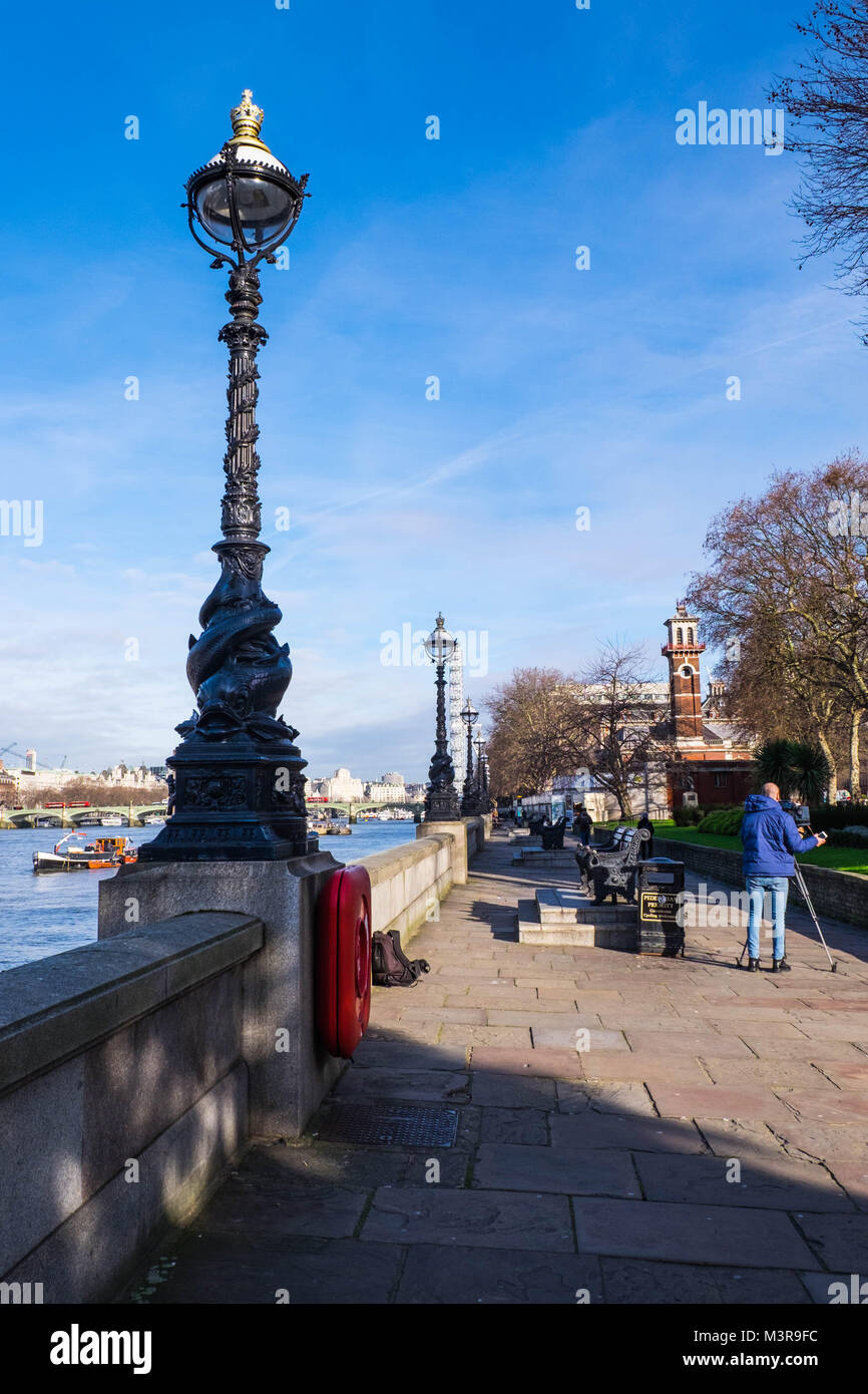 Albert embankment south bank london promenade Stock Photo - Alamy