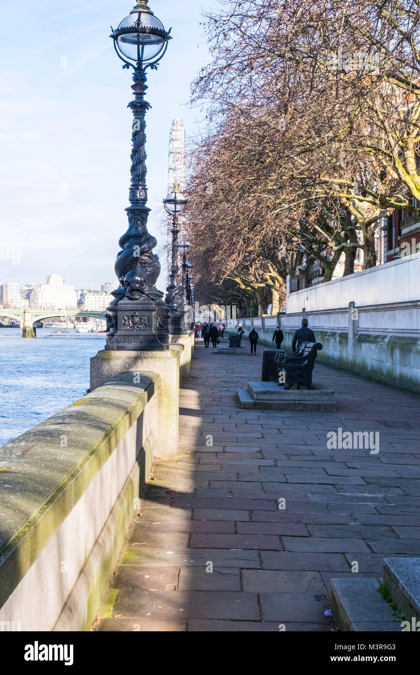 Albert embankment south bank london promenade Stock Photo - Alamy
