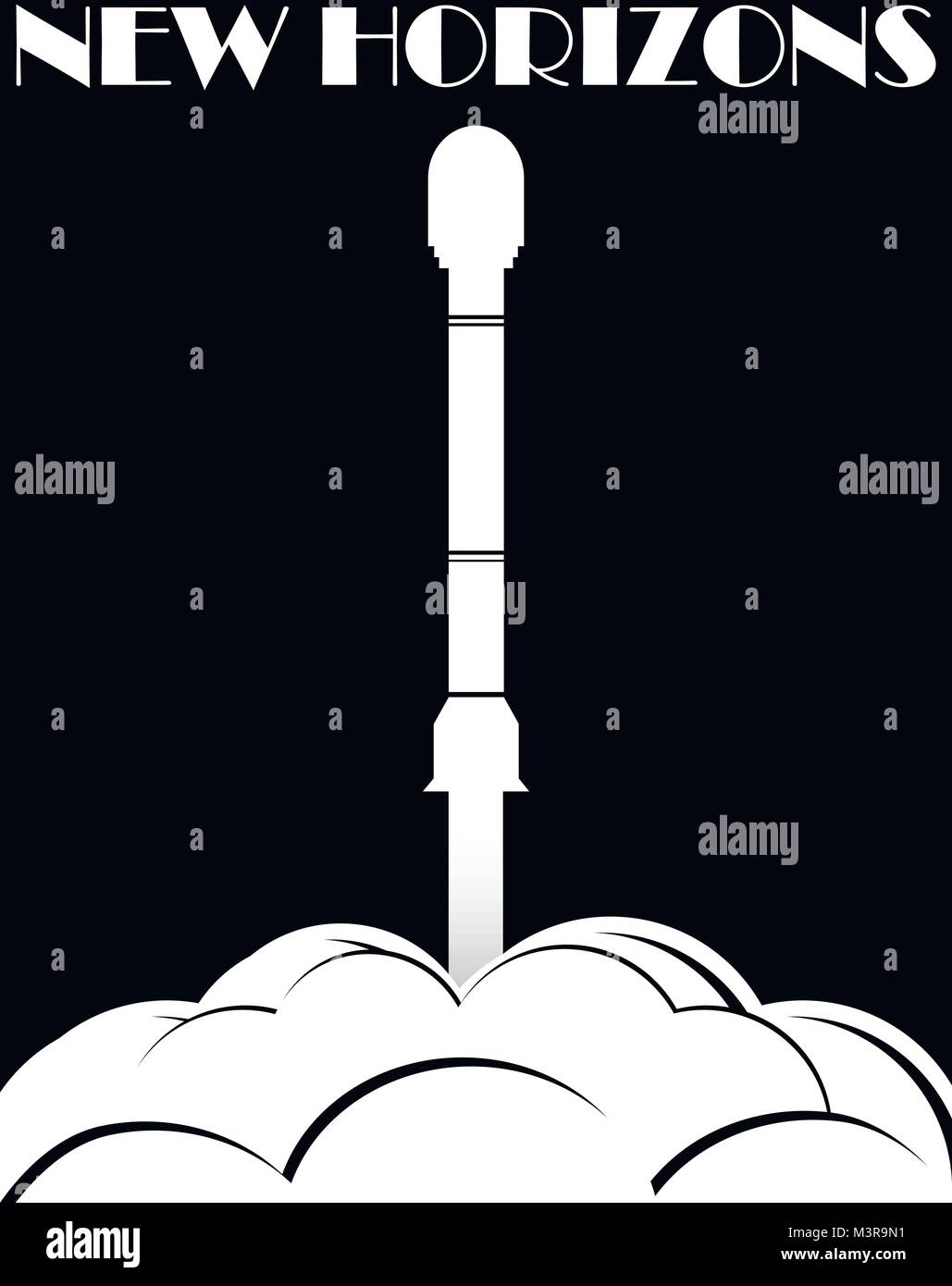Space rocket launch. New horizons. Black and white typography, t -shirt ...